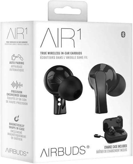 Airbuds Air 1 True Black Wireless Airbuds, In Ear Headphones, Bluetooth ...