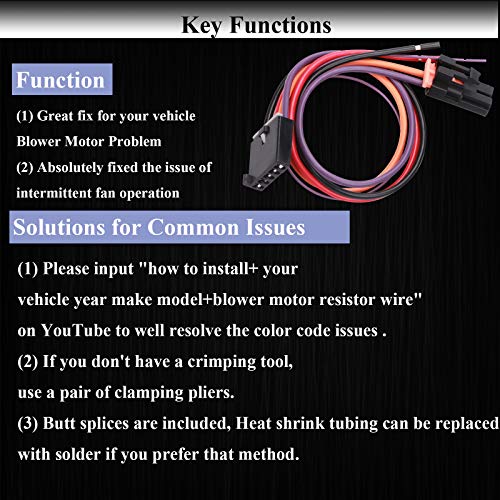 HOPUT 3 Pins Blower Motor Resistor Connector, Replace Wiring - Want It All