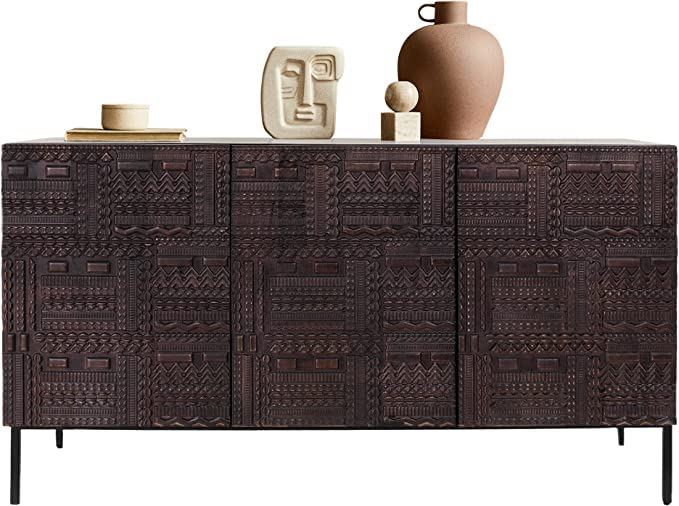 THE KASHTH Wooden Palermo Shabby Chic Chest of Drawers Brown/Black ...