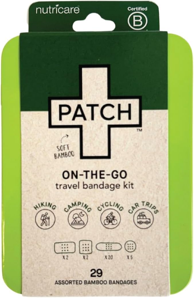 Amazon.com: Patch On-The-Go Natural Bamboo Adhesive Bandage Travel Kit for Sensitive Skin, Eco ...