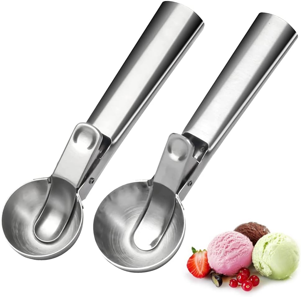 Amazon.com: Skylety 3 Pcs Ice Cream Scoops with Trigger Multiple Size ...