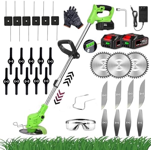 Garden Cordless Strimmer, 24v Metal Blade Electric Grass Trimmer ...