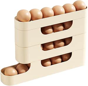 Amazon.com: Multi-Tier Egg Holder for Fridge, Automatic Scrolling Egg Rack Holder, Space-Saving ...