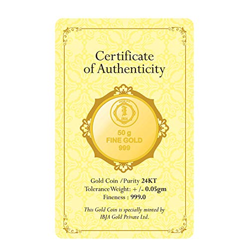 IBJA Gold 50 Gm, 24K (999) Yellow Gold Precious Coin : Amazon.in: Fashion