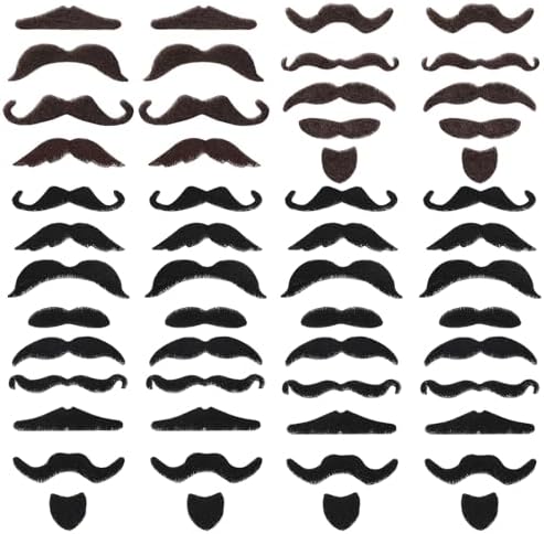 KFHENSOMR 54 Pcs Fake Mustaches Stick-On Novelty Hairy Beard Costume ...
