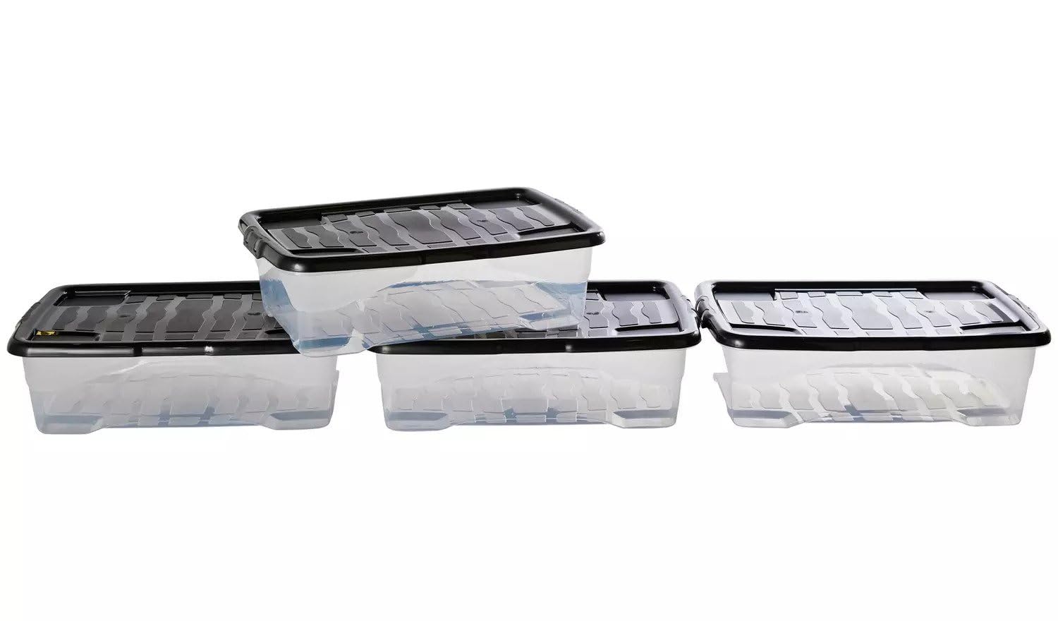 Strata 4 x 30 Litres Curve Plastic Stackable Storage Box & Lid with ...