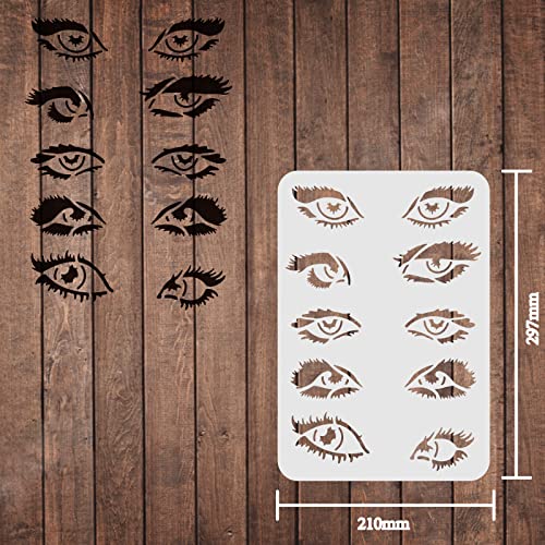 FINGERINSPIRE Eyes Drawing Painting Stencils Templates 29.7x21cm ...