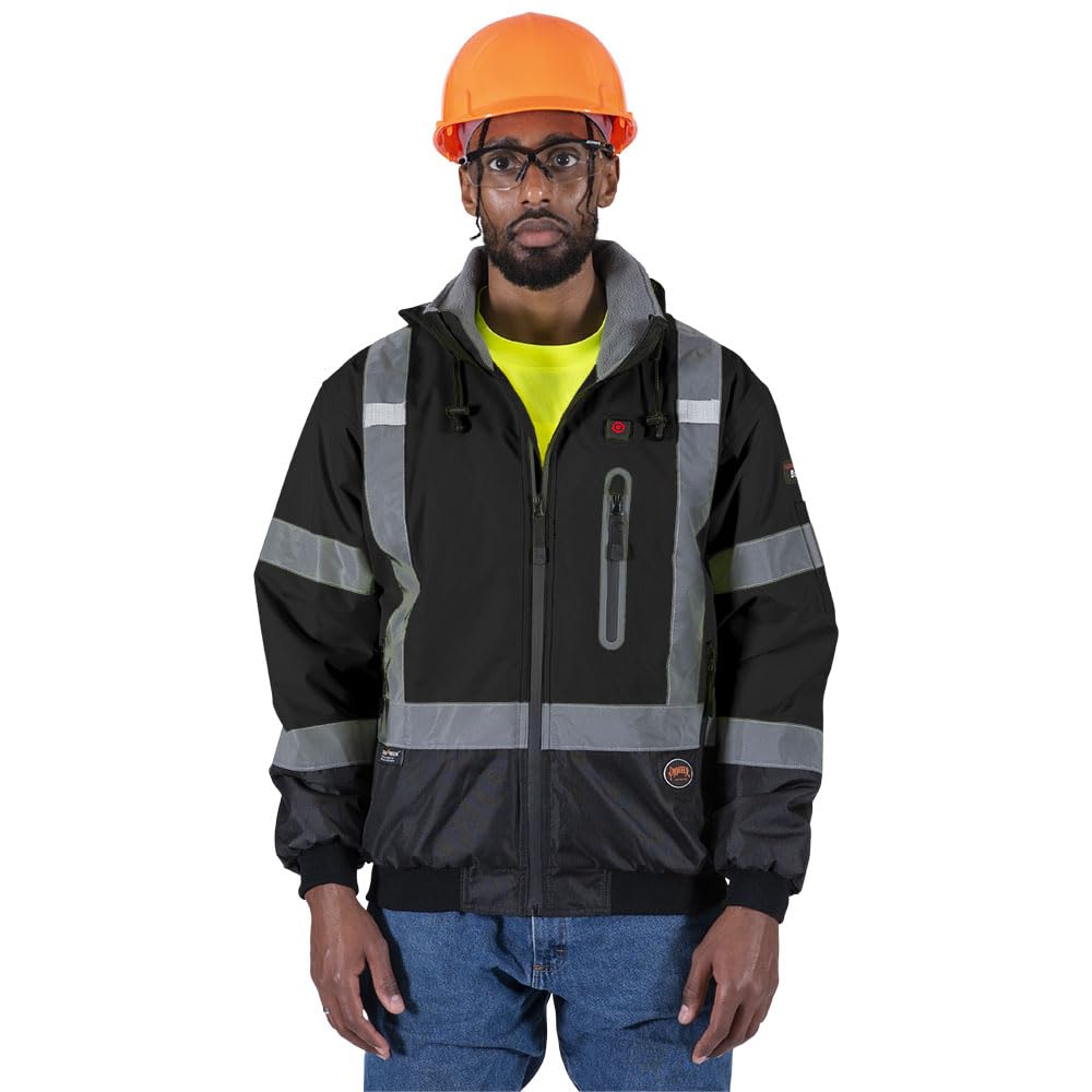 Snapklik.com : Pioneer Hi Vis Waterproof Heated Safety Bomber Jacket