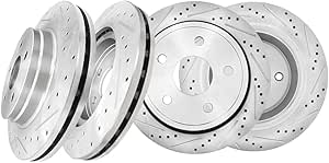 Amazon.com: PM Auto Set of 4 Front-Rear Drilled Slotted Disc Brake Rotors For 2011-2018 RAM 1500 ...