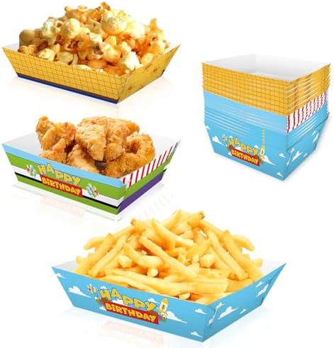 Amazon.com: 24 Pcs Cartoon Story Disposable Paper Food Trays Birthday ...