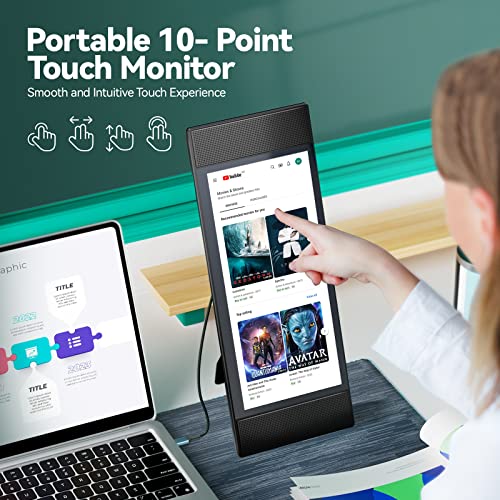KEFEYA Portable Monitor Touchscreen, 12.3 Mobile Screen Full HD with 10 ...