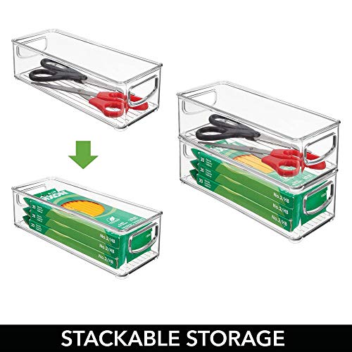 mDesign Stackable Plastic Office Storage Organizer Container with ...