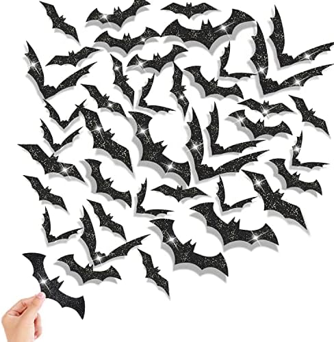 Amazon.com: DIYASY Large Bats Wall Décor, 3D Glitter Hanging Bat ...