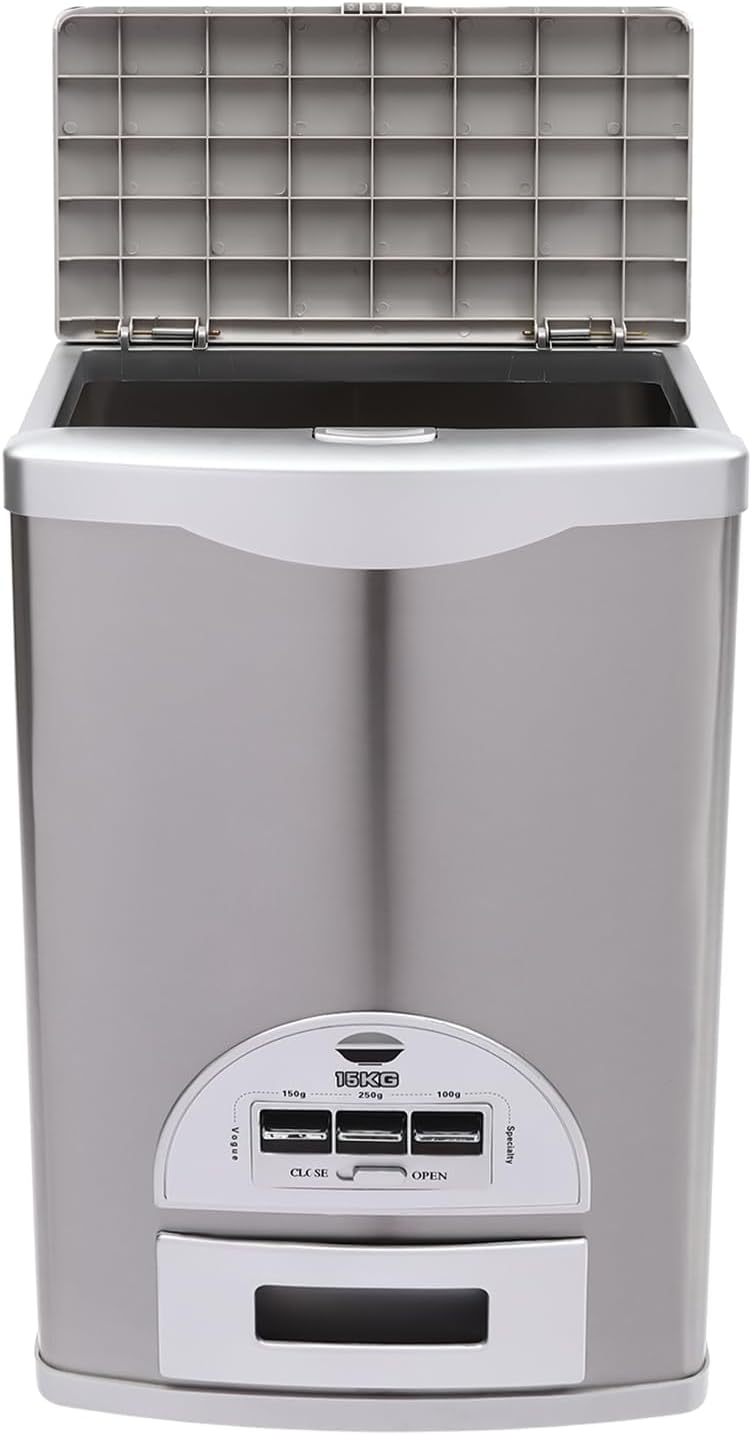 Amazon.com: Auto Rice Dispenser Storage 33lb Stainless Steel Sealed ...