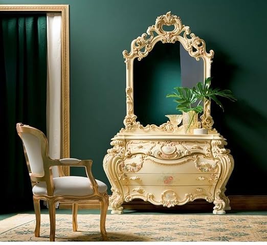 MUSKAN ARTS Solid Teakwood Hand Carving Dressing Table with 1 Drawer ...