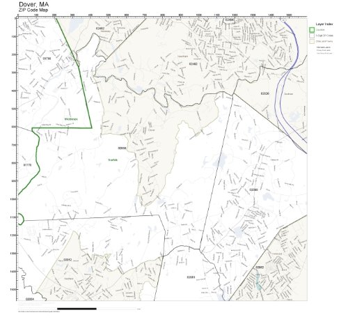 Amazon.com : ZIP Code Wall Map of Dover, MA ZIP Code Map Not Laminated ...