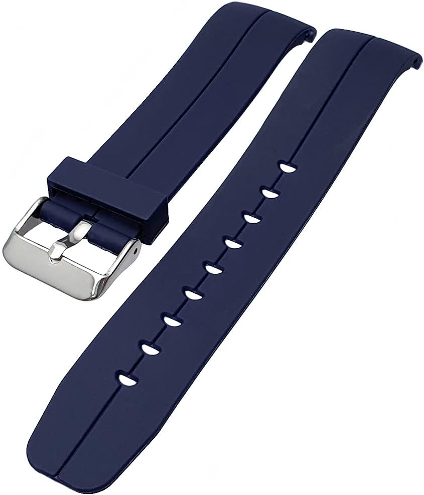 Talk Time Blue Curved End Polyurethane Watch Strap 22mm : Amazon.co.uk ...