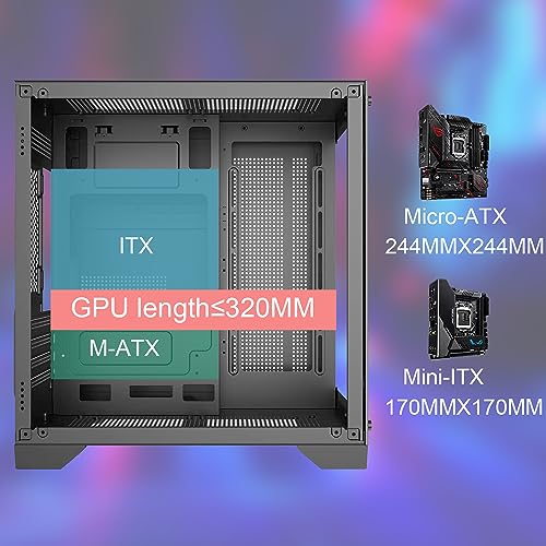 Snapklik.com : Black USB30 Tempered Glass Micro ATX Gaming Computer ...