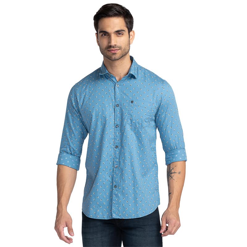 Buy Oxemberg Men's Cotton Slim Fit Casual Shirt (Blue, 40/ OJN30506F ...