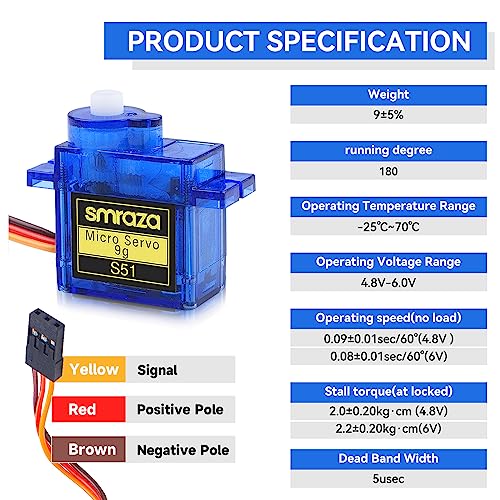 Snapklik.com : Smraza 10 Pcs SG90 9G Micro Servo Metal Geared Motor Kit For RC Robot Arm/Hand ...