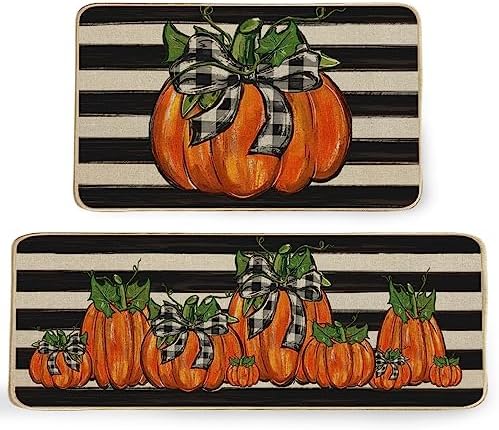 Amazon.com: 2 Pieces Hello Pumpkin Kitchen Mat Autumn Kitchen Rugs ...