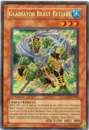 Amazon.com: Yugioh CSOC-EN086 Gladiator Beast Retiari Secret Rare ...