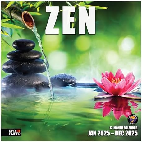 Amazon.com: RED EMBER Zen 2025 Wall Calendar 12 Month | 12" x 24" Open ...