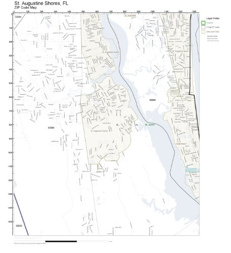 Amazon.com : ZIP Code Wall Map of St. Augustine Shores, FL ZIP Code Map ...