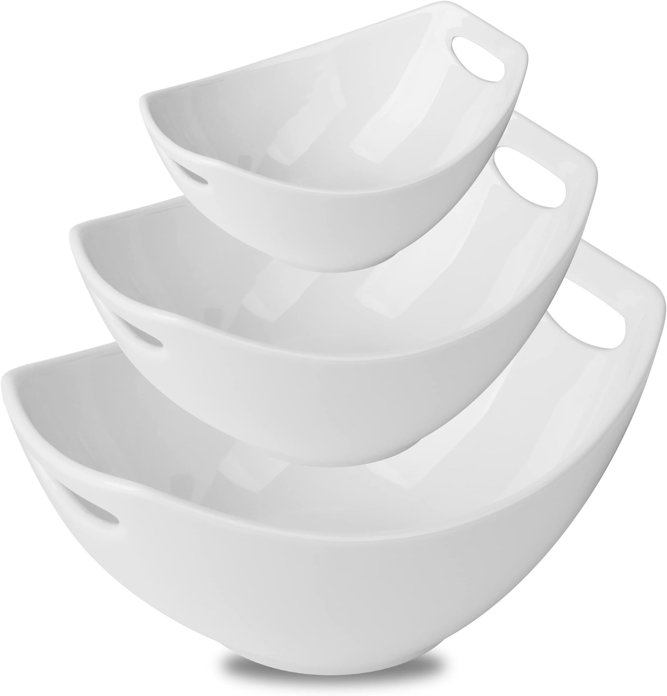 Amazon.com | 3 Piece Serving Bowl Set – Elegant White Porcelain Salad ...