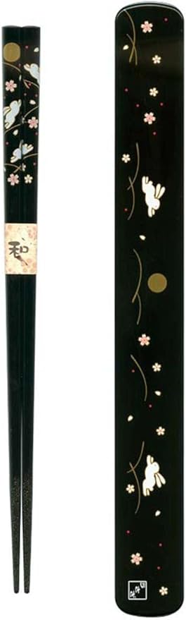 Amazon.com: Ryu Mei 058016 Rabbit Japanese Chopstick Box and Set, Black ...