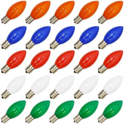 SUNSGNE 25 Pack Multicolor C9 LED Outdoor Christmas Light Bulbs, C9 ...