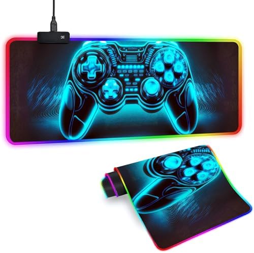 Amazon.com: Sbarklo XL Led Gaming Mouse Pad with 14 Light Modes - Light ...