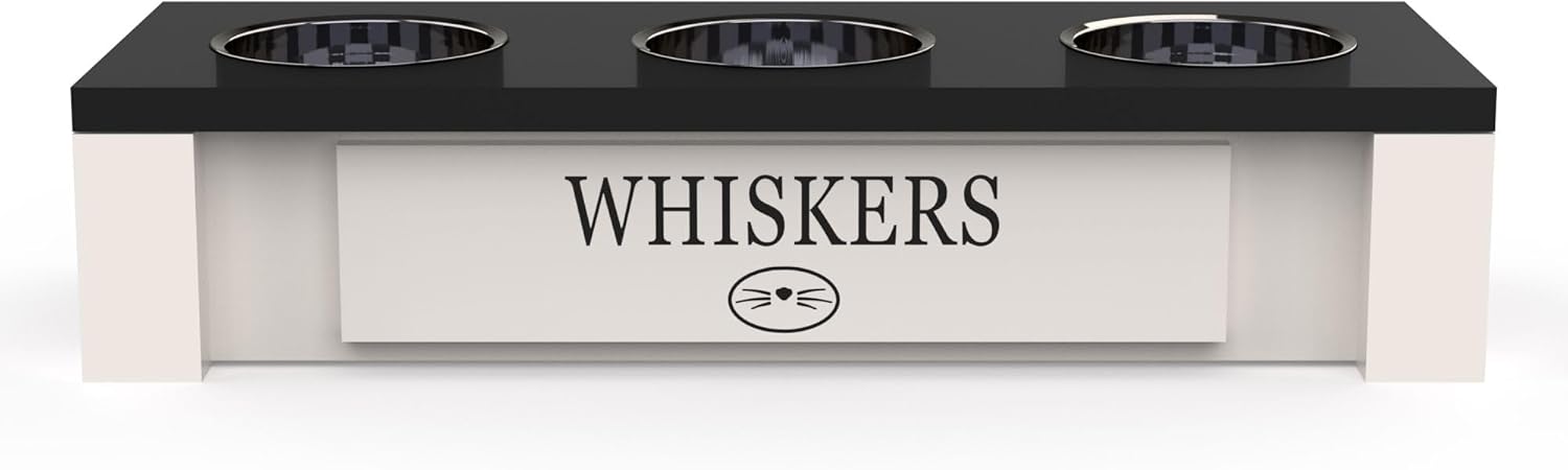 Amazon.com: Personalized Elevated Triple Cat Food Bowl Stand - Multi ...