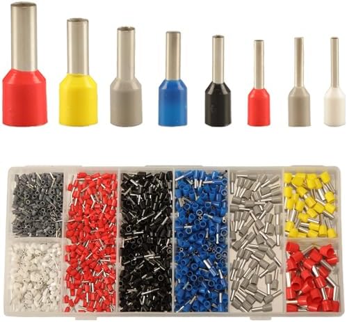 1200pcs Wire Ferrules Terminals Kit, 8 Types Ferrule Connectors Kit AWG ...