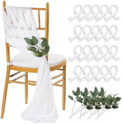 Amazon.com: White Wedding Chair Sashes Drapes: 8ft Sheer Chair Covers ...