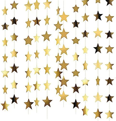 Reflective Star Paper Garland, 65 Feet Gold Star Bunting Party Garland ...