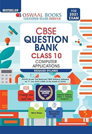 Oswaal CBSE Question Bank Class 10 Computer Applications Book ...