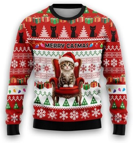 Kitten Ugly 2025 Pull de Noël pour femme – Père Noël et chat – Chandail ...