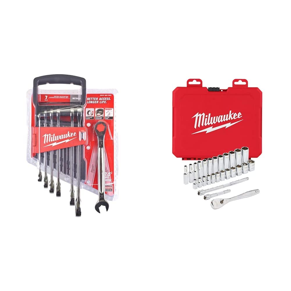 Milwaukee 932464993 Max Bite Ratcheting Metric Combination Spanner Set ...