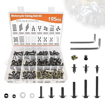 Amazon.com: Motorcycle Fairing Bolt Kit, 195Pcs M5 M6 Stainless Steel ...