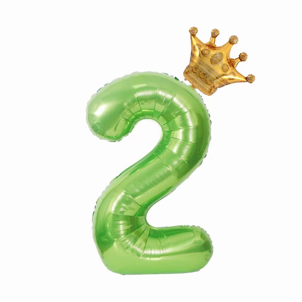 Amazon.com: 40 inch Green Crown Number 2 Balloon,Giant Large Foil ...