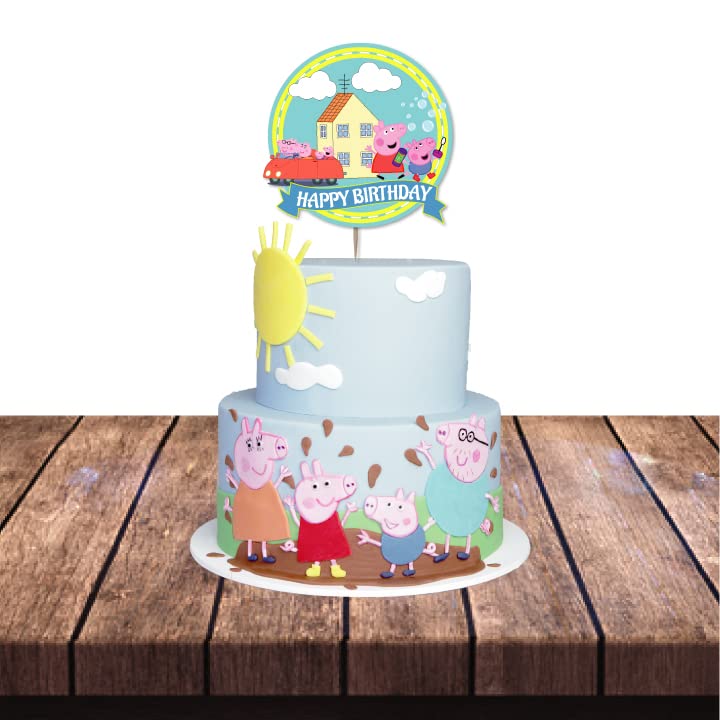 Buy Festiko® 1 Pc Cartoon Pig Theme Happy Birthday Cake Topper, Cartoon ...