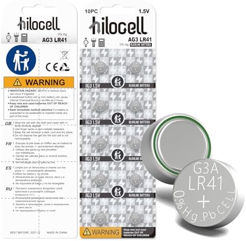 Amazon.com: LR41 Button Batteries 10 Pack, AG3 Coin Cell Battery, 1.55V ...