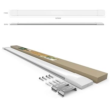J&C Flache LED Feuchtraumleuchte 120cm 36W Ultraslim, Tageslicht 4000k 2800 Lumen, IP65 ...