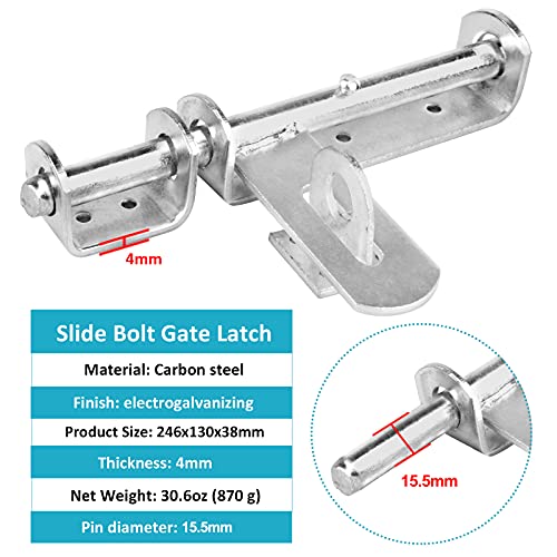 2 Packs 9.7″ Sliding Bolt Gate Latch Steel Weldable Heavy Duty Thicked ...