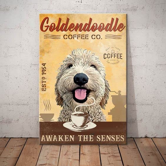 Amazon.com: CAEJCCL Metal Sign Goldendoodle Dog Coffee Company Vintage ...