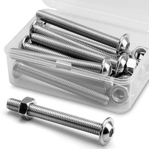 (10 pcs) M8 x 80mm Hex Socket Screws with Flange and Nuts Set 304 ...