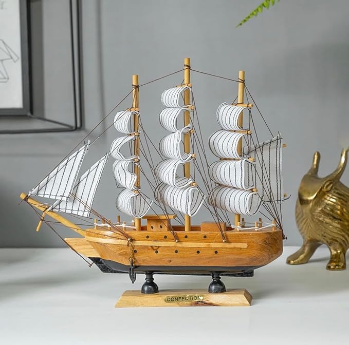 Buy Viazaid Wooden Marine Nautical Sailing Boat Ship Ornament For Home ...