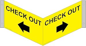 Amazon.com : Check Out With Inward Arrow Bilingual Sign NHE-17836Tri ...