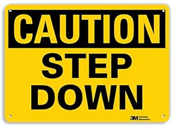 SmartSign “Caution - Step Down” Sign | 10" x 14" 3M Reflective Aluminum ...